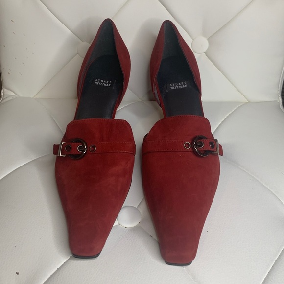 Stuart Weitzman | Shoes | Stuart Weitzman Red Buckle Suede Heel | Poshmark